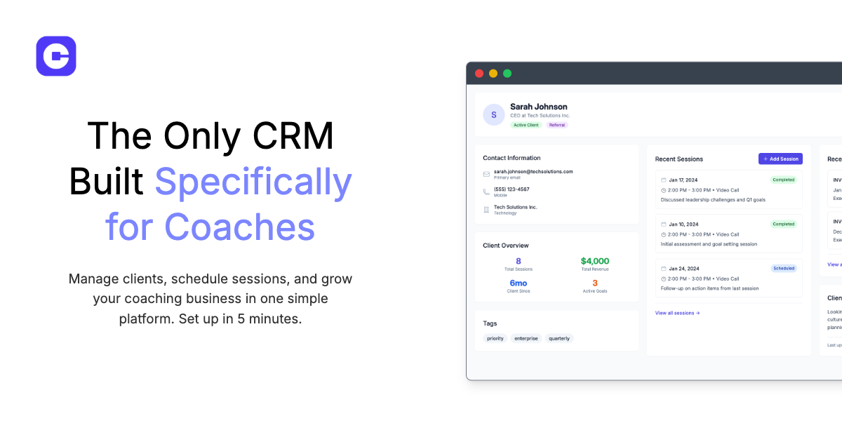 The Only CRM Built Specifically for Coaches | CoachlyCRM